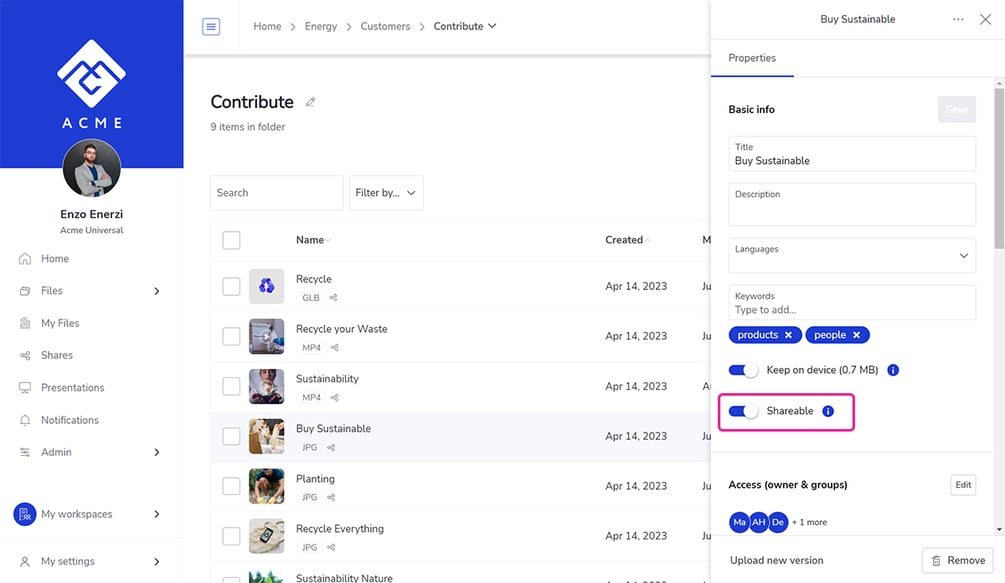 File and Folder Sharing permissions